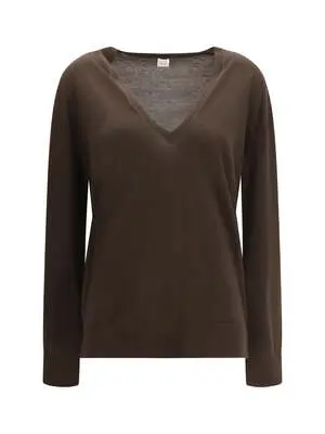 TOTEME V-neck Cashmere-blend Sweater - Brown