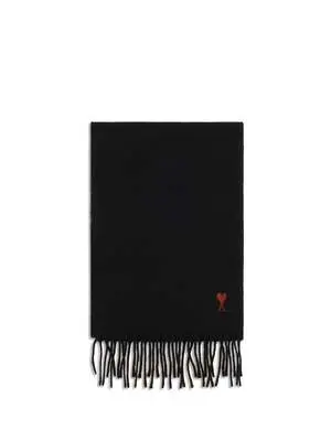 AMI Paris Quota De Coeur Wool Scarf - Black