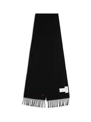 AMI Paris Quota De Coeur Wool Scarf - Black