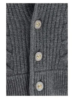 Versace Knitted Button Cardigan - Gray