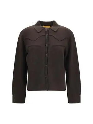 Guest In Residence Cropped Western Cashmere Shirt - Brown