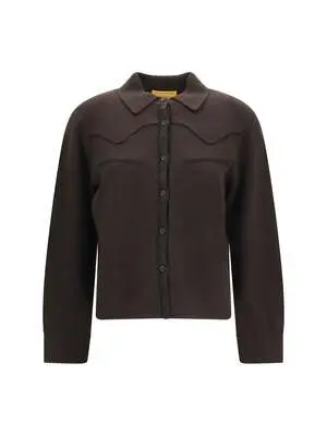 Guest In Residence Cropped Western Cashmere Shirt - Brown
