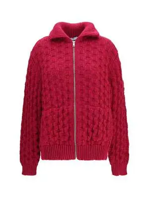 Prada Aran Wool Zip Cardigan - Pink