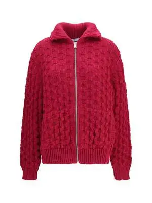Prada Aran Wool Zip Cardigan