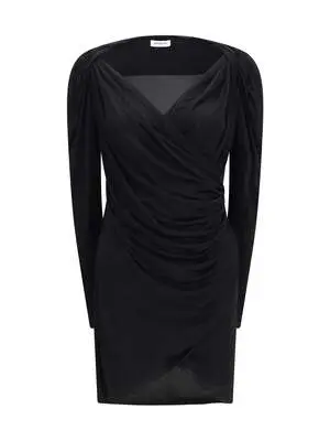 Balmain Draped Jersey Mini Dress - Black