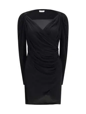 Balmain Draped Jersey Mini Dress - Black