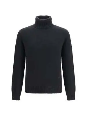 AMI Paris Embroidered Logo High-neck Sweater - Black