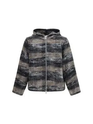 Our Legacy Hooded Checked Knit Sweatshirt - Gray