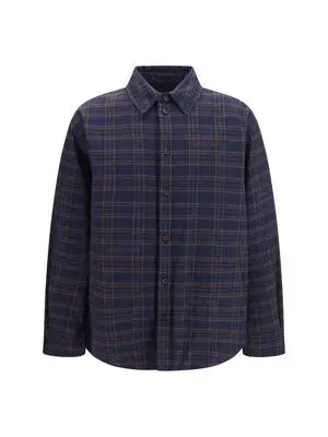 Off-White Oversized Padded Flannel Shirt - Blue