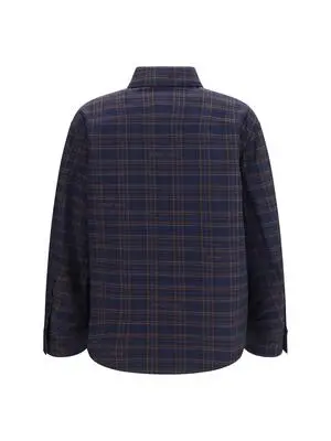 Off-White Oversized Padded Flannel Shirt - Blue
