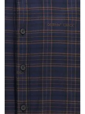 Off-White Oversized Padded Flannel Shirt - Blue