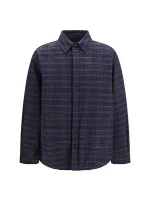 Off-White Oversized Padded Flannel Shirt - Blue