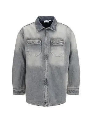 Off-White Off-White Men Oversized Workwear Denim Shirt Gray