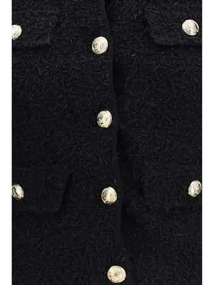 Balmain Double-breasted Tweed Cropped Jacket With Logo Buttons