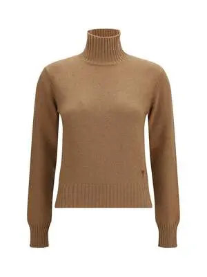 AMI Paris De Coeur Turtleneck Sweater - Brown