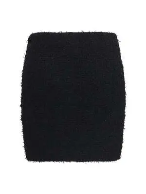 Balmain Tweed Mini Skirt With Logo Buttons - Black