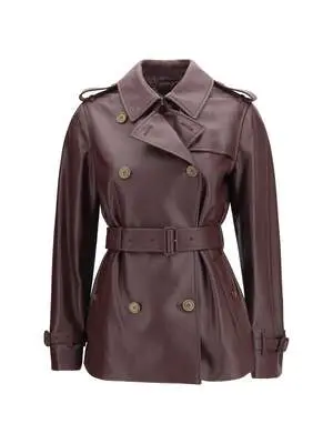Burberry Short Leather Trench Coat - Multicolor