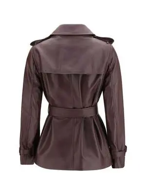 Burberry Short Leather Trench Coat - Multicolor