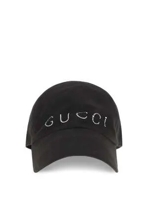 Gucci Rhinestone Logo Baseball Cap - Black