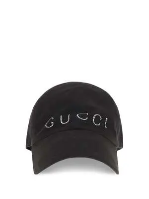 Gucci Rhinestone Logo Baseball Cap - Black