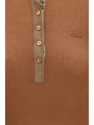 Chloé Ultra-fine Wool Knit Henley Top - Cream