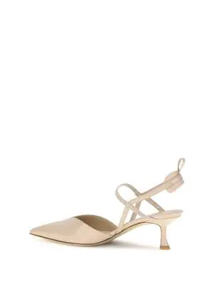 Fendi Patent Leather Colibrì Slingback Pumps - Cream
