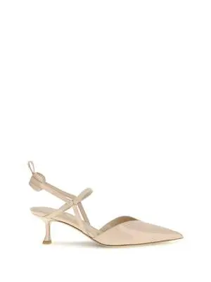 Fendi Patent Leather Colibrì Slingback Pumps - Cream