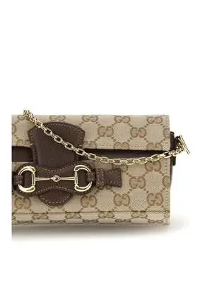 Gucci Gg Fabric Chain Wallet With Horsebit