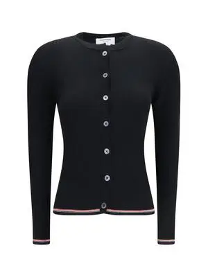 Thom Browne Ribbed Merino Wool Cardigan - Black