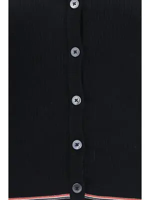 Thom Browne Ribbed Merino Wool Cardigan - Black