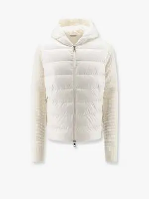Moncler Nylon Jacket With Wool And Cashmere Blend Sleeves - Multicolor