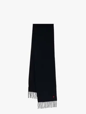 AMI Paris Wool Scarf With De Cå“ur Embroidery - Multicolor