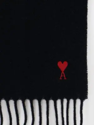 AMI Paris Wool Scarf With De Cå“ur Embroidery - Multicolor