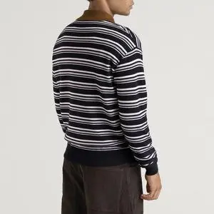 Drole De Monsieur Striped Knitwear Polo - Navy