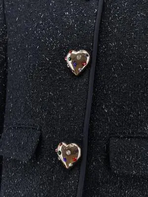 SELF-PORTRAIT Cropped Wool Blend Blazer With All-over Laminated Details