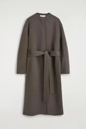 Cos Belted Double-faced Wool-blend Long Coat