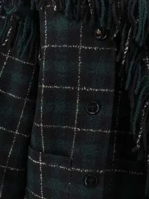 TOTEME Fringed Scarf Madras Wool Coat