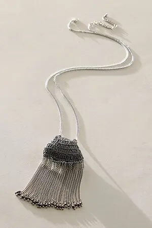 Free People Zelda Fringe Necklace - Hematite Base
