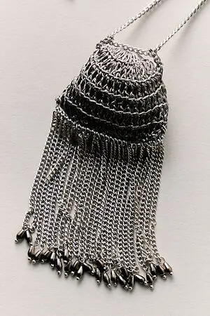 Free People Zelda Fringe Necklace - Hematite Base