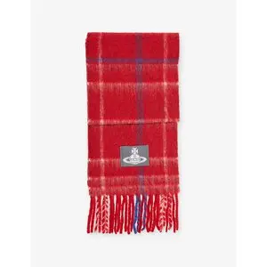 VIVIENNE WESTWOOD Checked Brand-patch Wool-blend Scarf