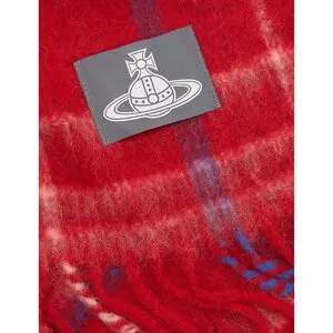 VIVIENNE WESTWOOD Checked Brand-patch Wool-blend Scarf