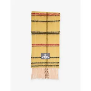 VIVIENNE WESTWOOD Checked Brand-patch Wool-blend Scarf - Yellow