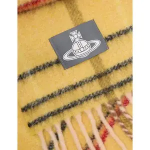 VIVIENNE WESTWOOD Checked Brand-patch Wool-blend Scarf