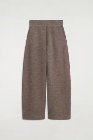 Cos Boiled Wool-blend Barrel-leg Pants - Beige