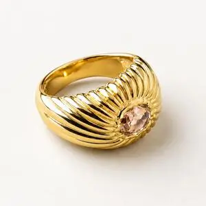 MICHELLA Farah Signet Ring Blush Pink Stone - Gold