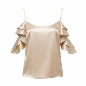 JNSQ (JE NE SAIS QUOI) Orchid Ruffle Silk Top - Gold