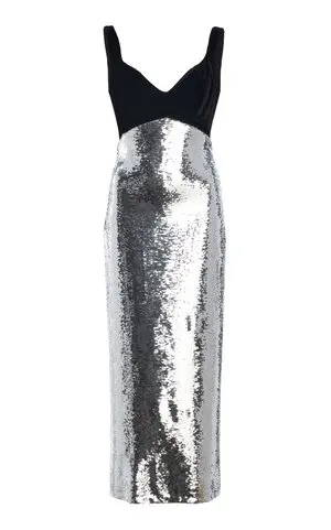 Monique Lhuillier Silk-blend Color-block Sleeveless Cocktail Dress - Multi