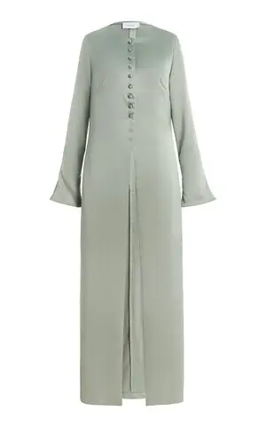 SLOAN Exclusive Buttoned Satin Duster - Green