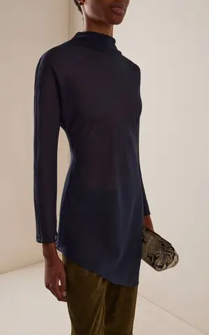 SLOAN Exclusive Wave Chiffon Turtleneck Tunic