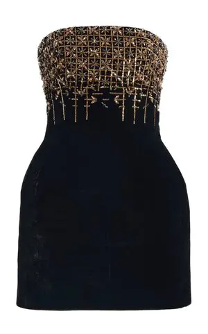 MONIQUE LHUILLIER Silk-Blend Embellished Mini Dress